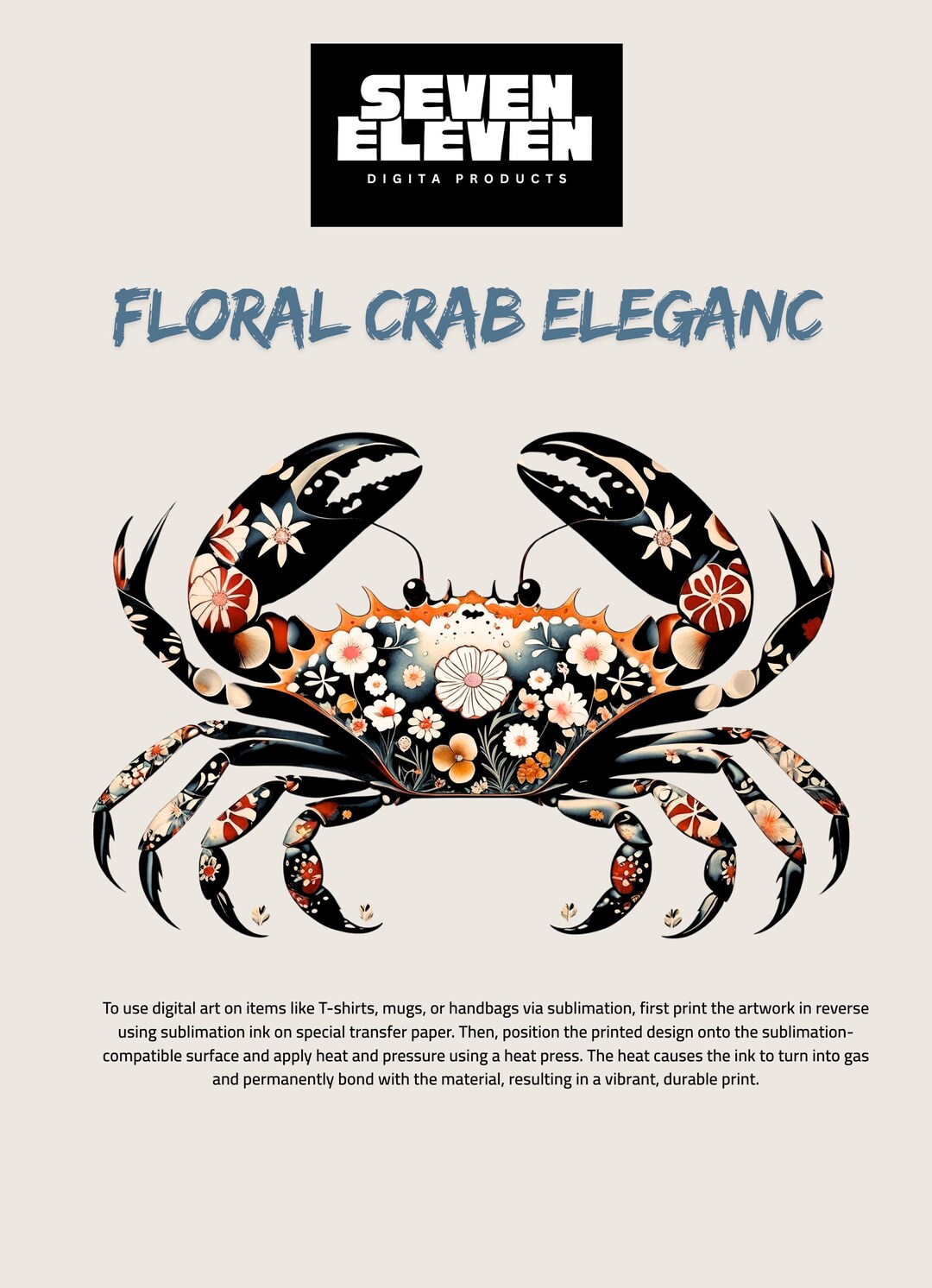 Floral Crab Aesthetic – Ocean & Bloom Double Exposure Art - Etsy