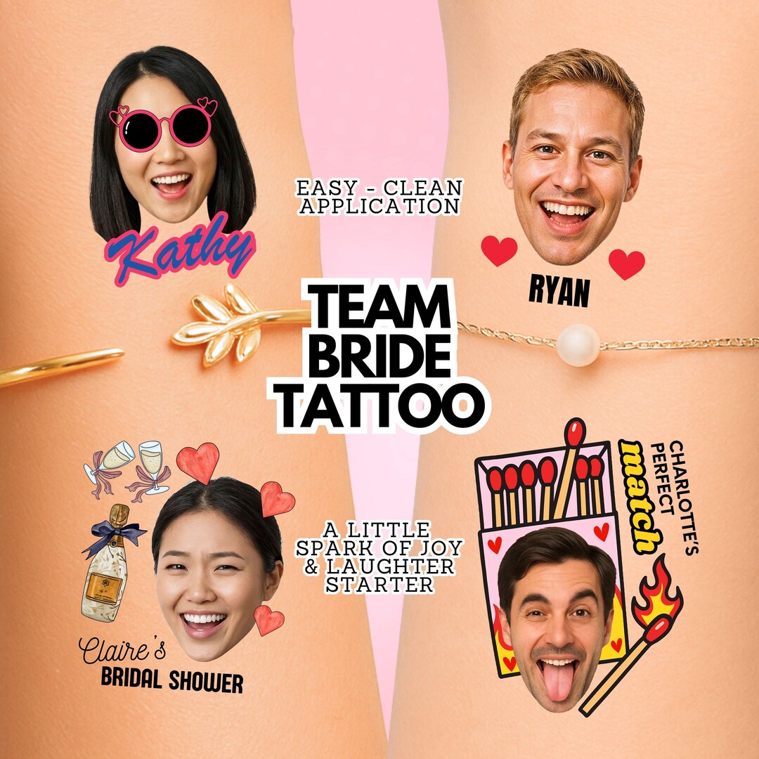 Custom Bachelorette Tattoos - Hen Do Party Favours - Bride Face Tattoos ...