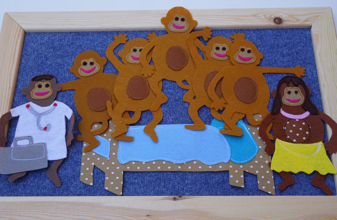 Felt Board Kit / Five Little Monkeys Jumping on the Bed / | Etsy