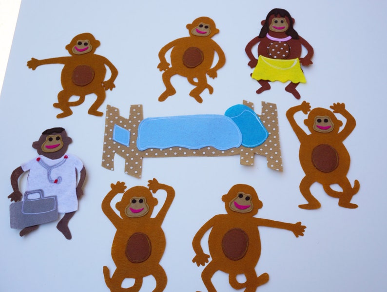Felt Board Kit / Five Little Monkeys Jumping on the Bed / | Etsy