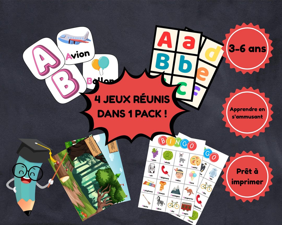 4-in-1 Printable Alphabet Games – Letter Bingo, ABC Dominoes, Letter ...