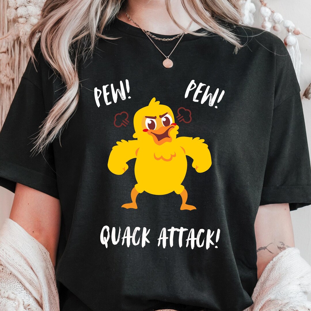 Funny Quack Attack T-shirt – Cute Angry Duck Cartoon Graphic Tee, Pew ...