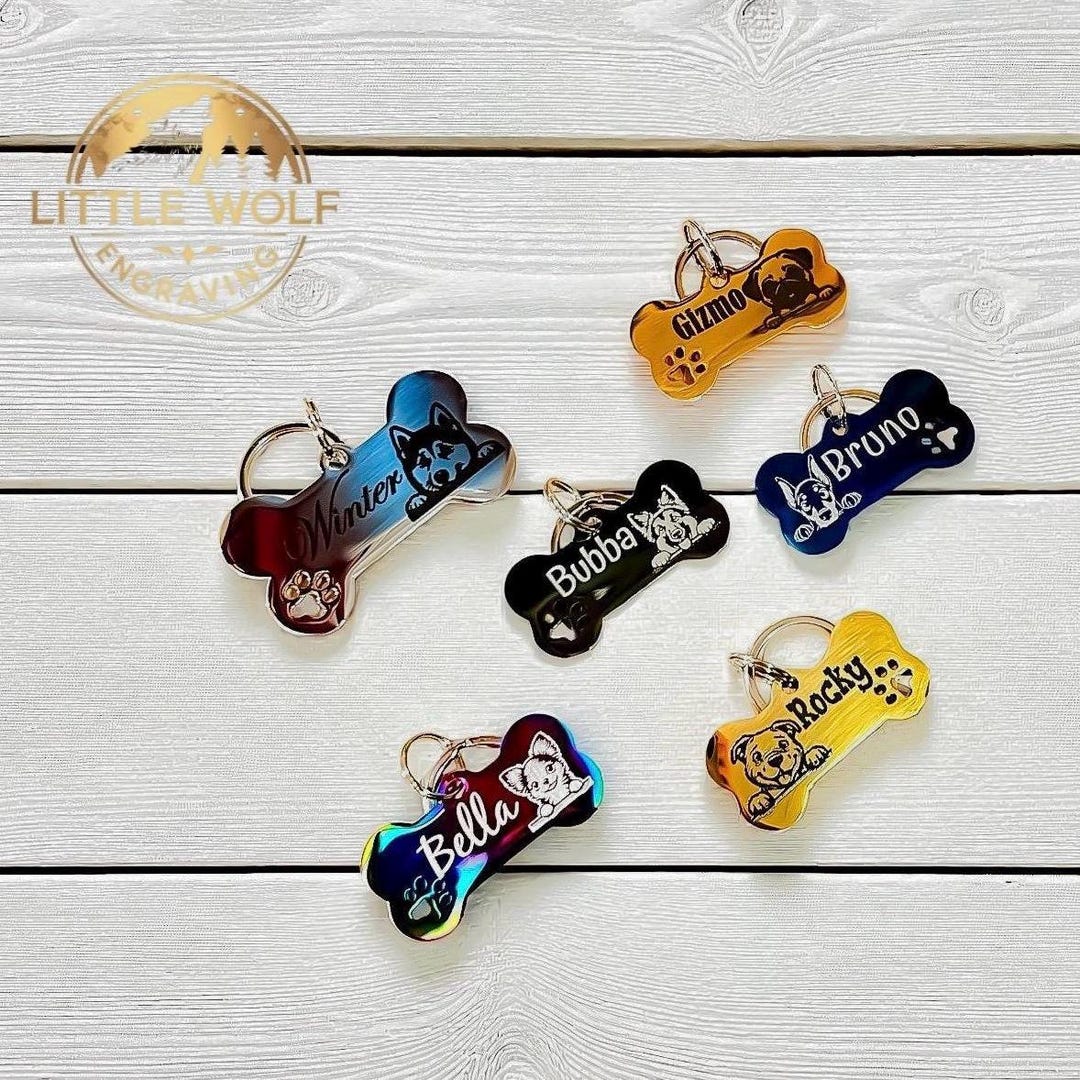 Dog Id Tag Custom Engraved Bone Shaped Stainless Steel Pet ID ...
