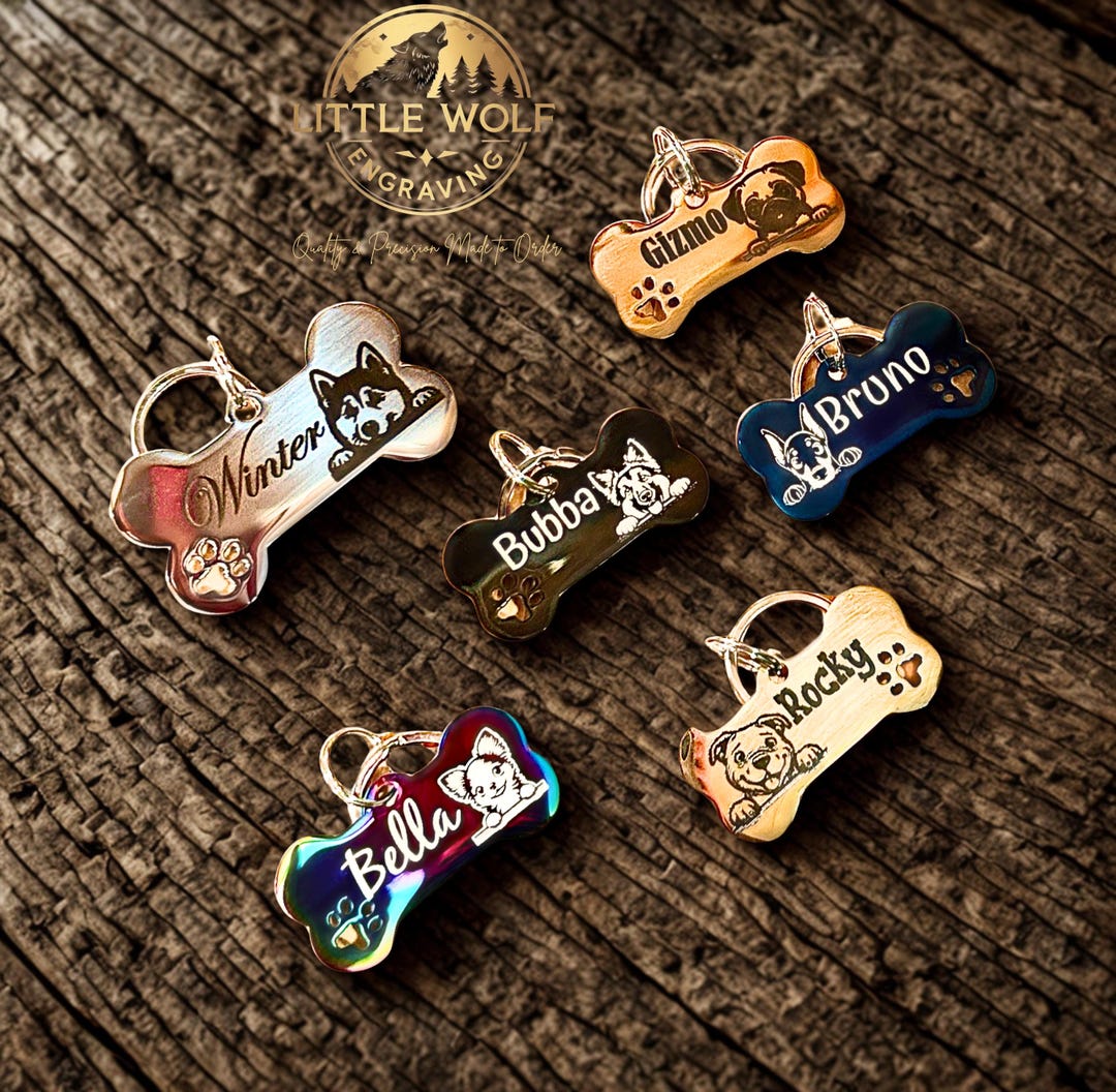 Custom Engraved Stainless Steel Dog Tag: Personalized Pet ID - Etsy