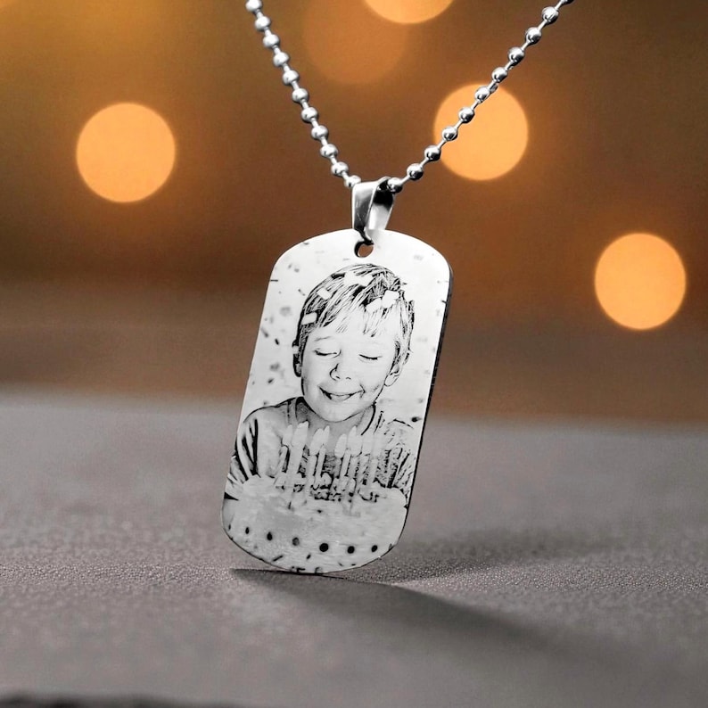 Custom Photo Dog Tag • Personalized Stainless Steel Picture Necklace ...