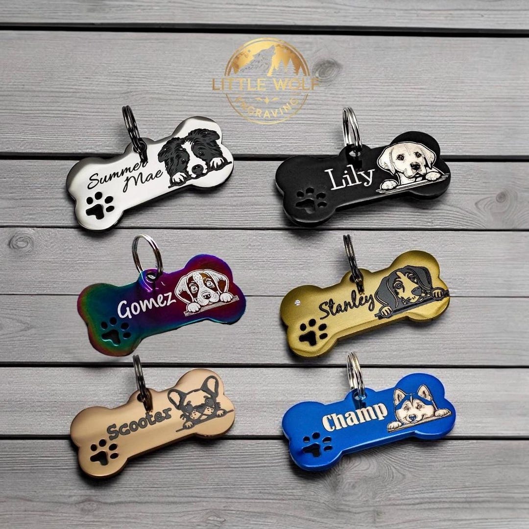 Custom Bone Pet Tag: Personalized Stainless Steel ID Plate, Dog ...