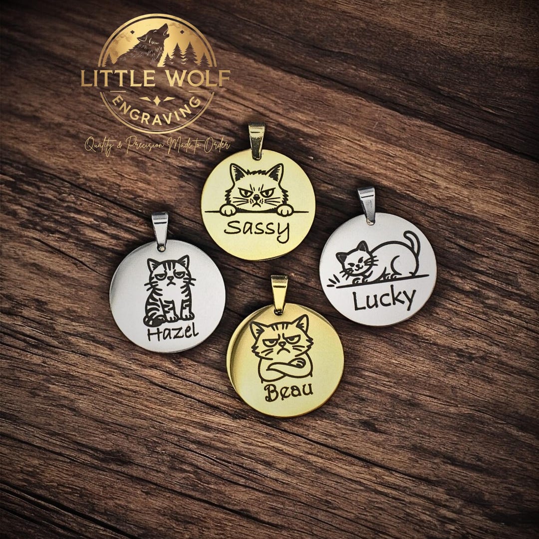 Cat ID Tag Cat Id Tag Cat Collar Tag Stainless Steel Pet ID ...