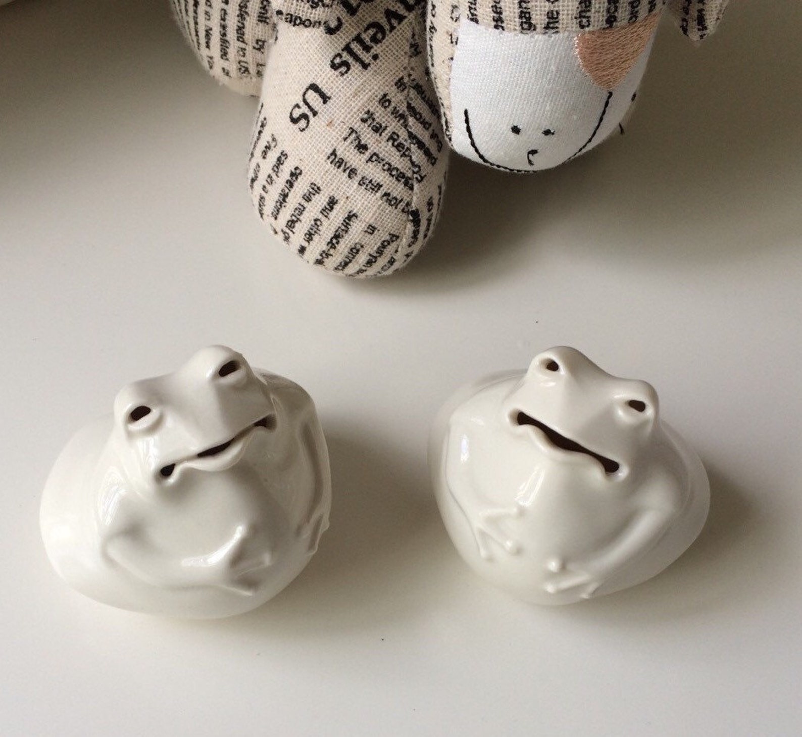 Set of 2 Small White Porcelain Frogs - Etsy