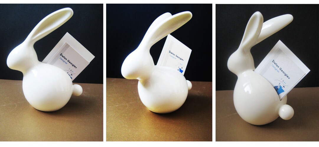 Rabbit - Hand Made Porcelain Card Holder - Etsy