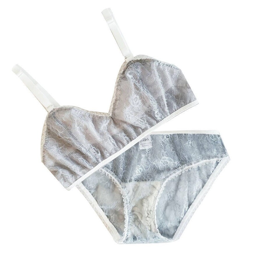 Lace matching underwear set in tangerine orange and lilac pink | Etsy