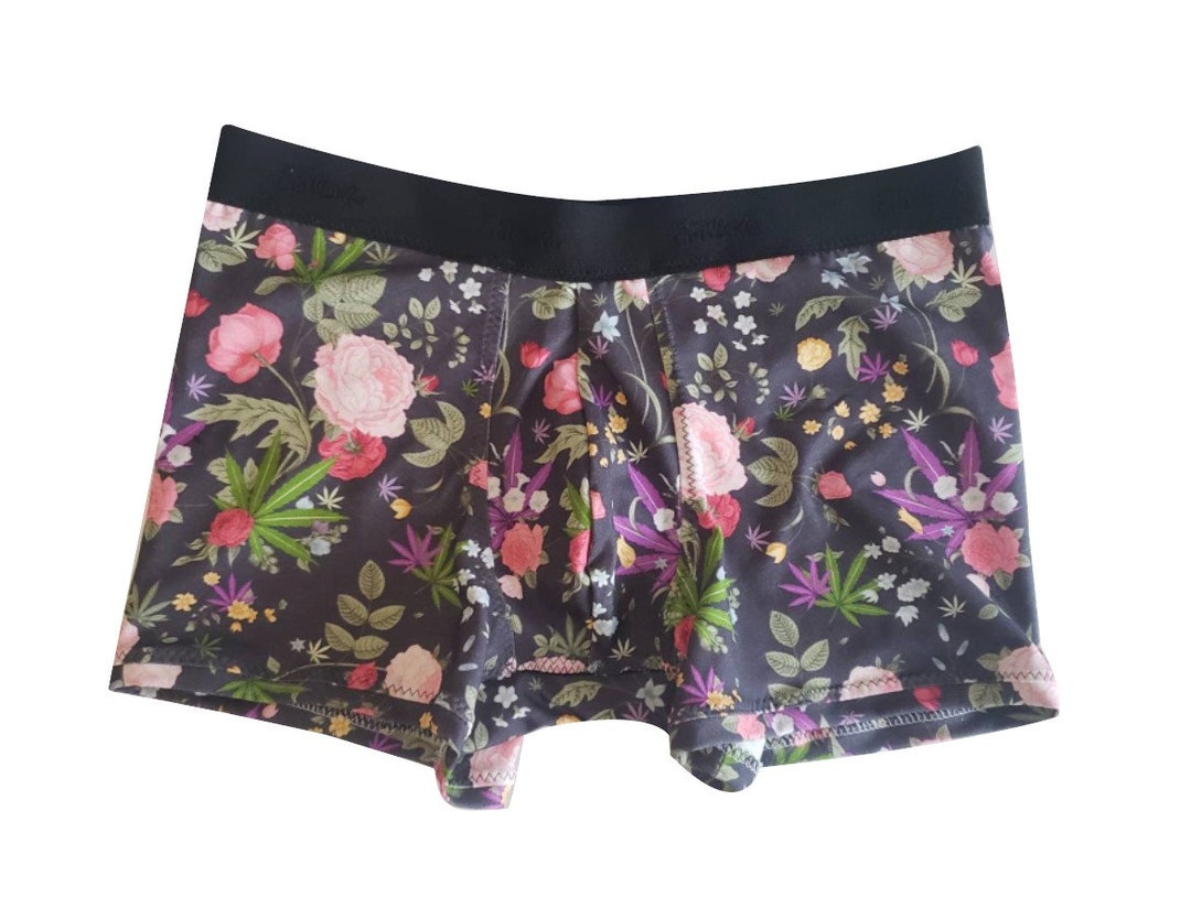 Cannabis and Rose Cotton Comfy Boxer Briefs Men or Women Weed Print ...
