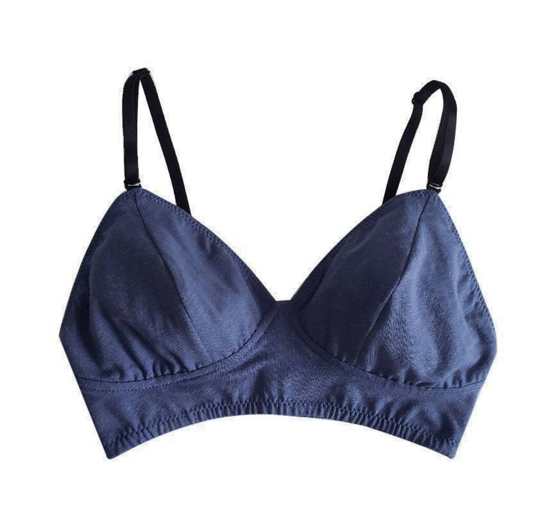 Deep Navy Blue HEMP Organic Cotton Comfy Bralette, No Underwire - Etsy