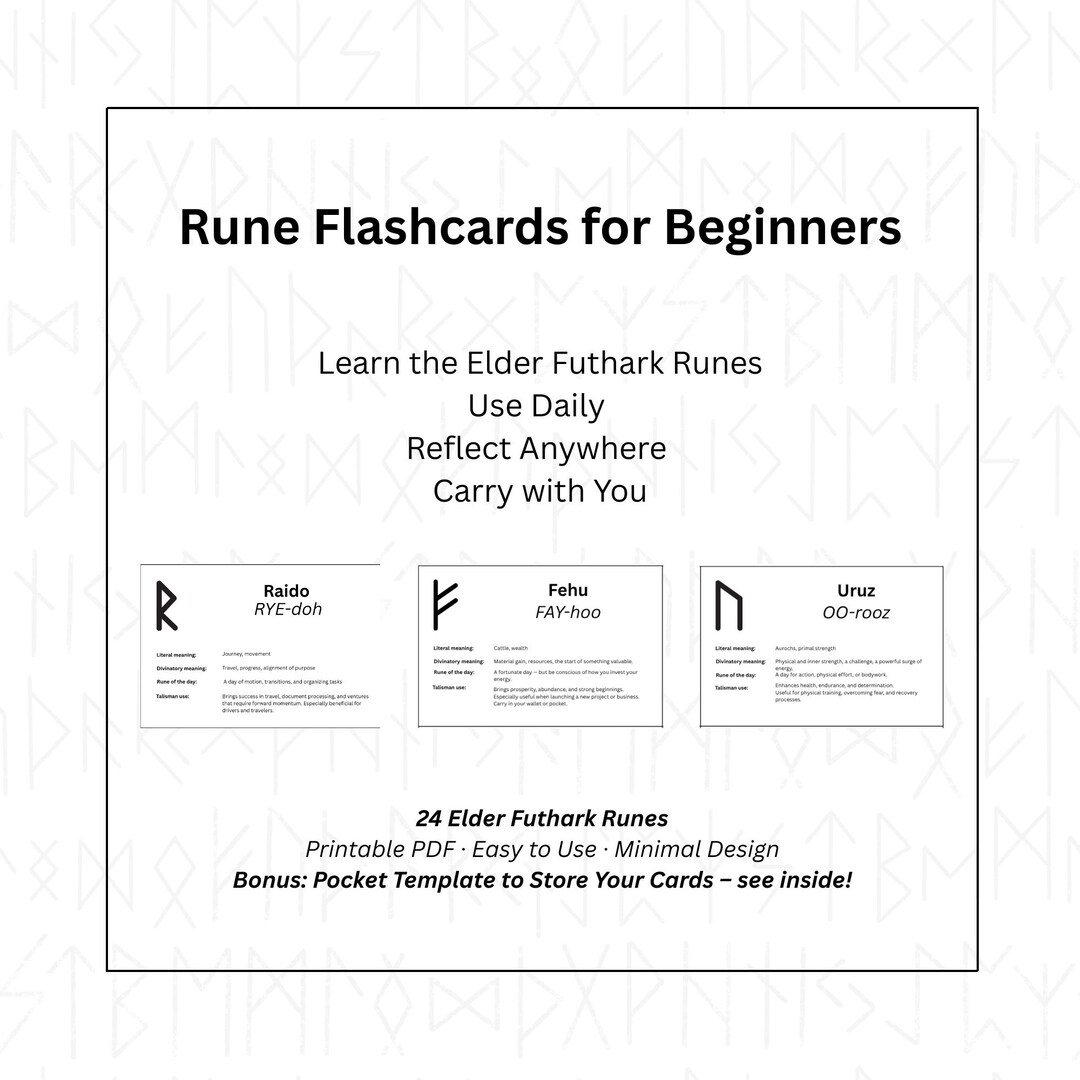 Rune Flashcards PDF for Beginners Printable Cards - Etsy