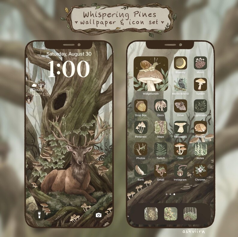 Whispering Pines Phone Theme: Hand-painted App Icons & Wallpapers (digital Download) - Etsy