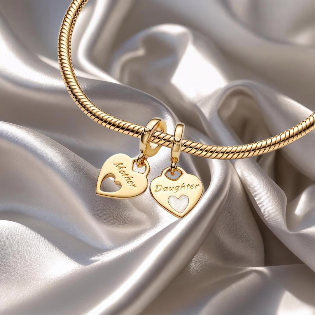 Double Heart Split Dangle Charm, 925 Sterling Silver, Charm for ...