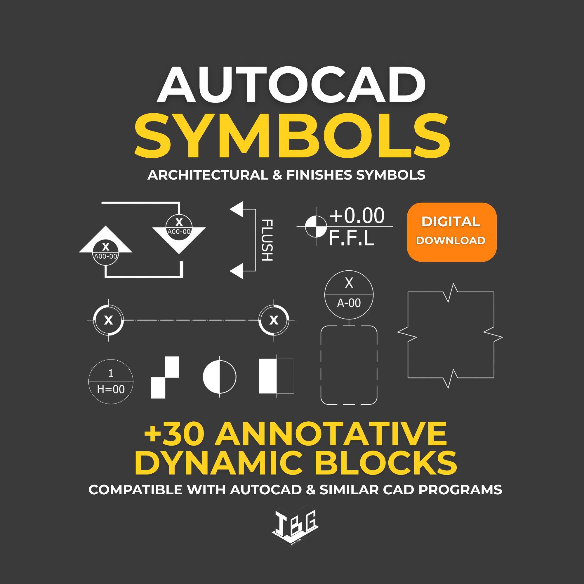 Autocad Architectural Blocks DWG– Symbols & Finishes Library - Etsy UK