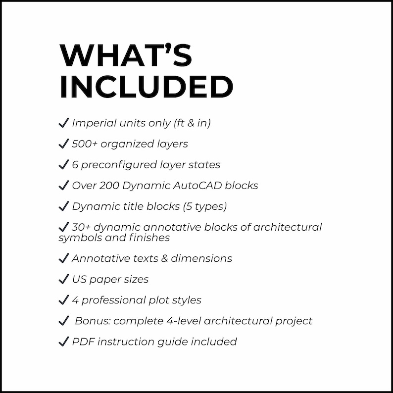 Professional Autocad Templates – Complete Imperial System Bundle - Etsy