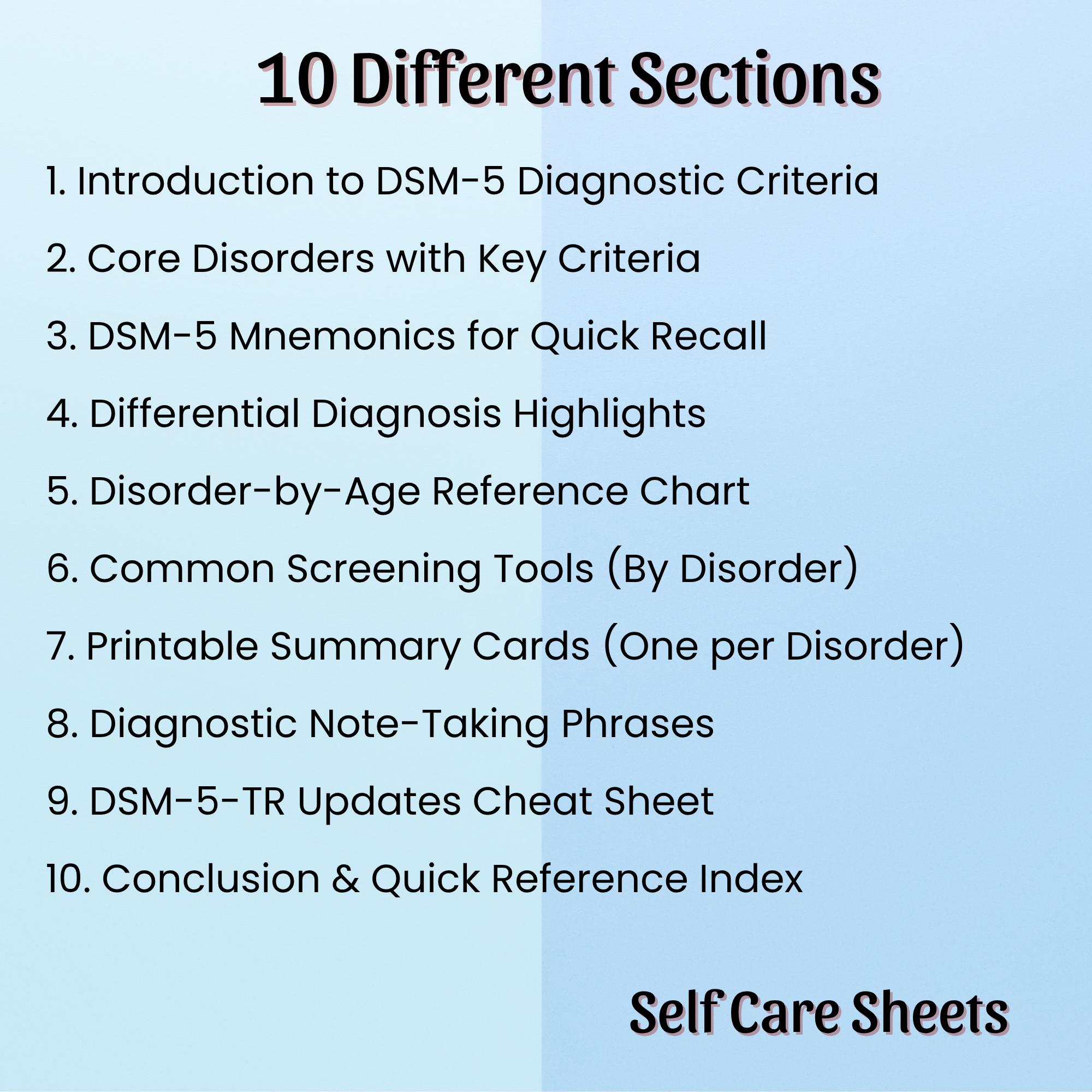 DSM-5 Diagnostic Criteria Cheat Sheet | DSM-5 TR Study Guide | Mental ...