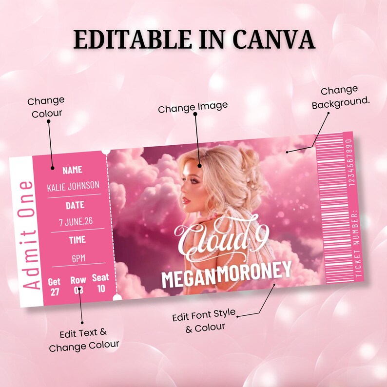 Megan Moroney the Cloud 9 Tour Ticket Template - Concert Tickets ...