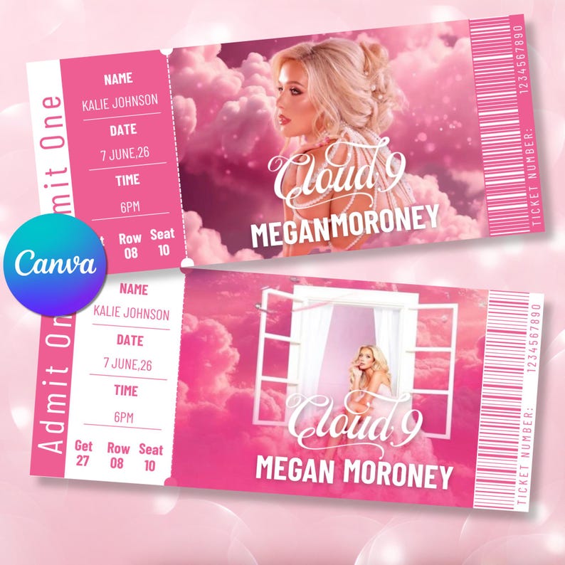 Megan Moroney the Cloud 9 Tour Ticket Template - Concert Tickets ...