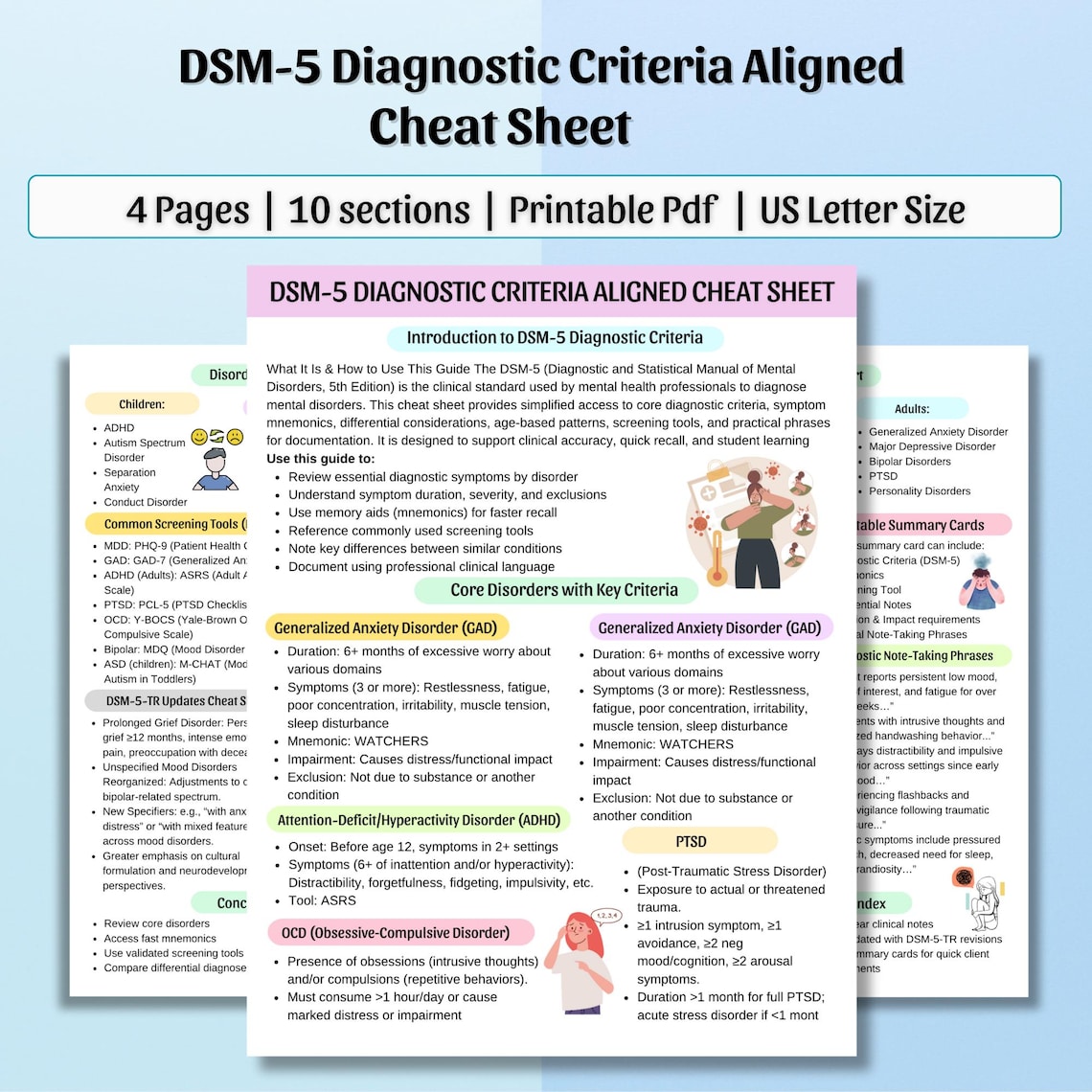 DSM-5 Diagnostic Criteria Cheat Sheet | DSM-5 TR Study Guide | Mental ...