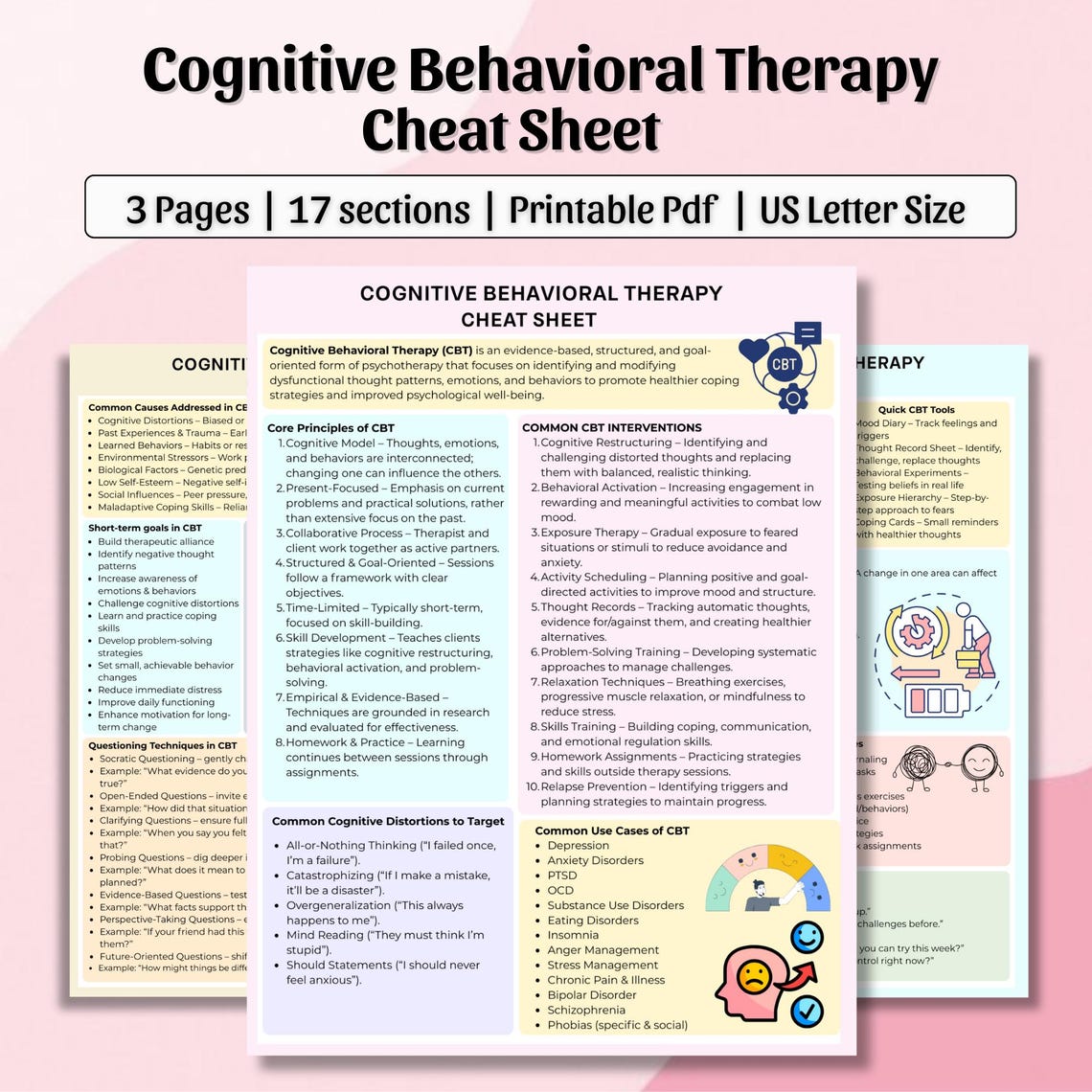 CBT Cheat Sheet | Therapist Mental Health Therapy Notes (PDF) - Etsy