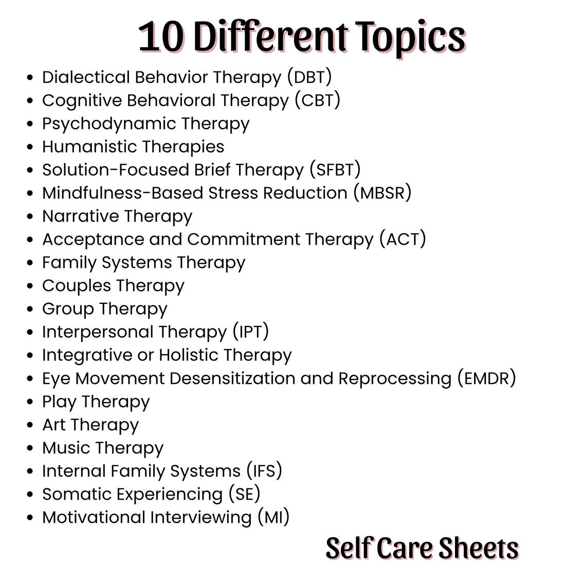Therapeutic Modality Cheat Sheet Bundle | Psychology Cheat Sheet ...