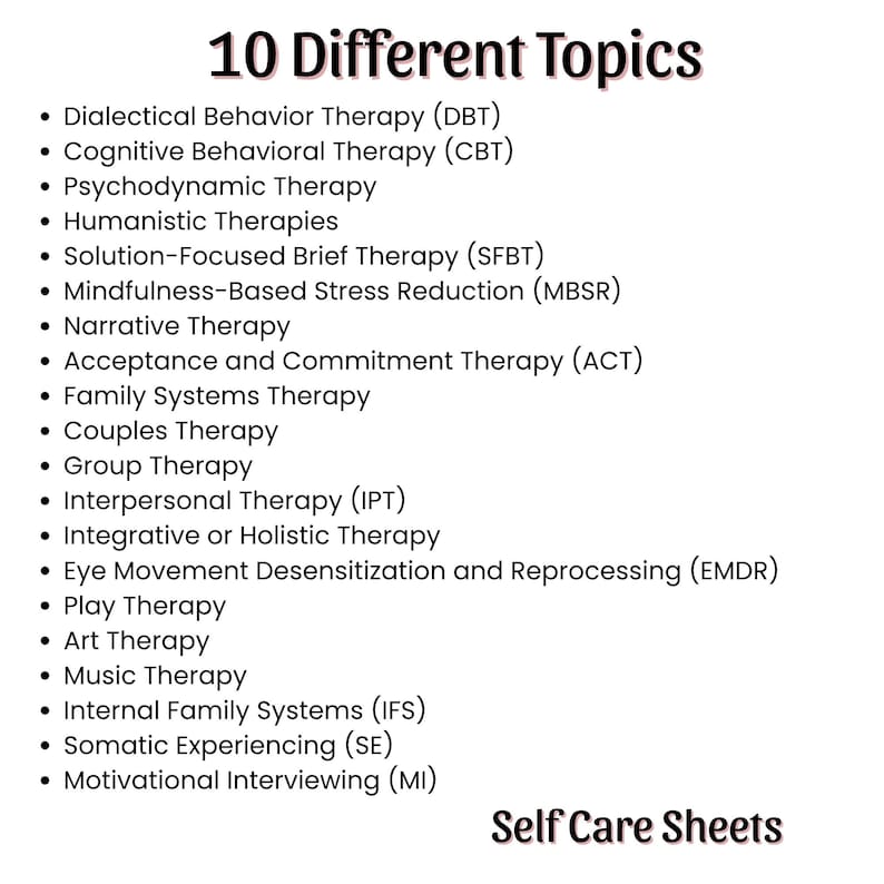 Therapeutic Modality Cheat Sheet Bundle | Psychology Cheat Sheet ...