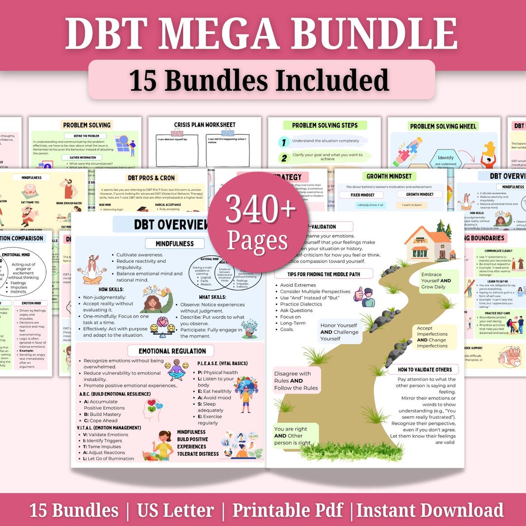 DBT Mega Bundle | DBT Workbook | DBT Coping Skills | Therapy Worksheet ...
