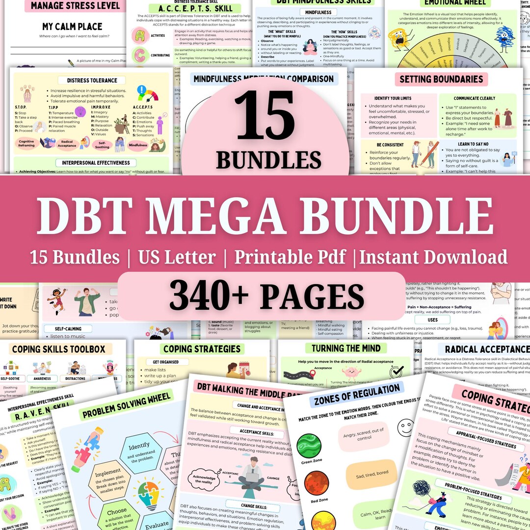 DBT Mega Bundle | Coping Skills, Therapy Worksheets (PDF) - Etsy UK