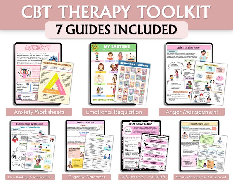 CBT Therapy Toolkit Mega Bundle | Therapy Worksheets | Anxiety Relief ...
