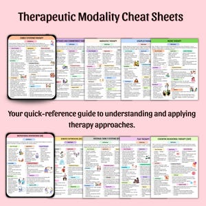 Therapeutic Modality Cheat Sheet Bundle | Psychology Cheat Sheet ...