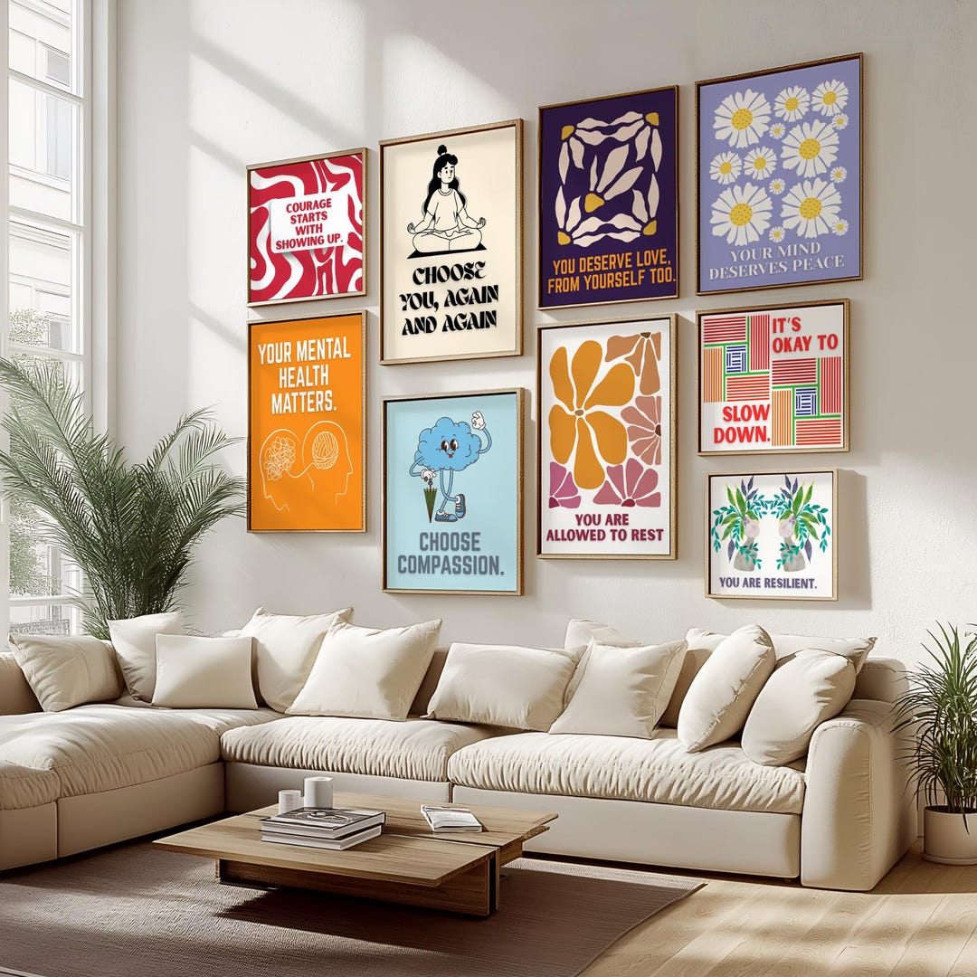 100 Mental Health Wall Art Bundle | Wall Art Prints for Therapy Office ...