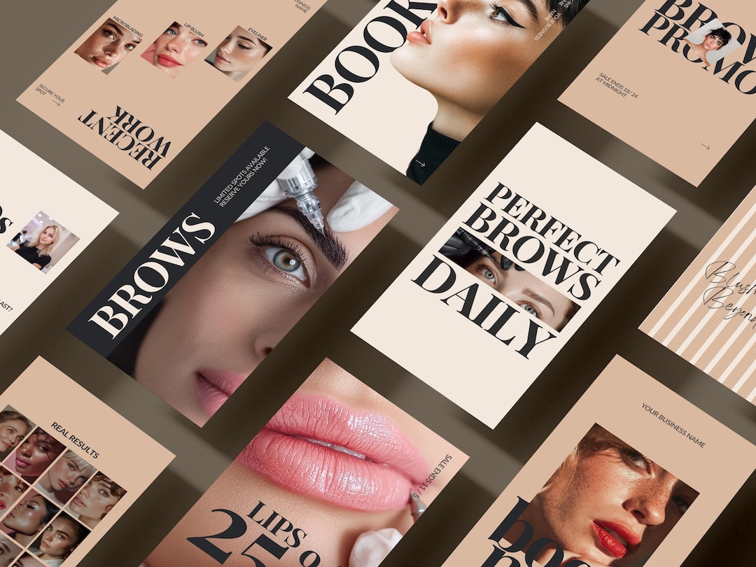 PMU Artist Instagram Post Canva Template PMU Tech Social Media Permanent Makeup Instagram Story ...