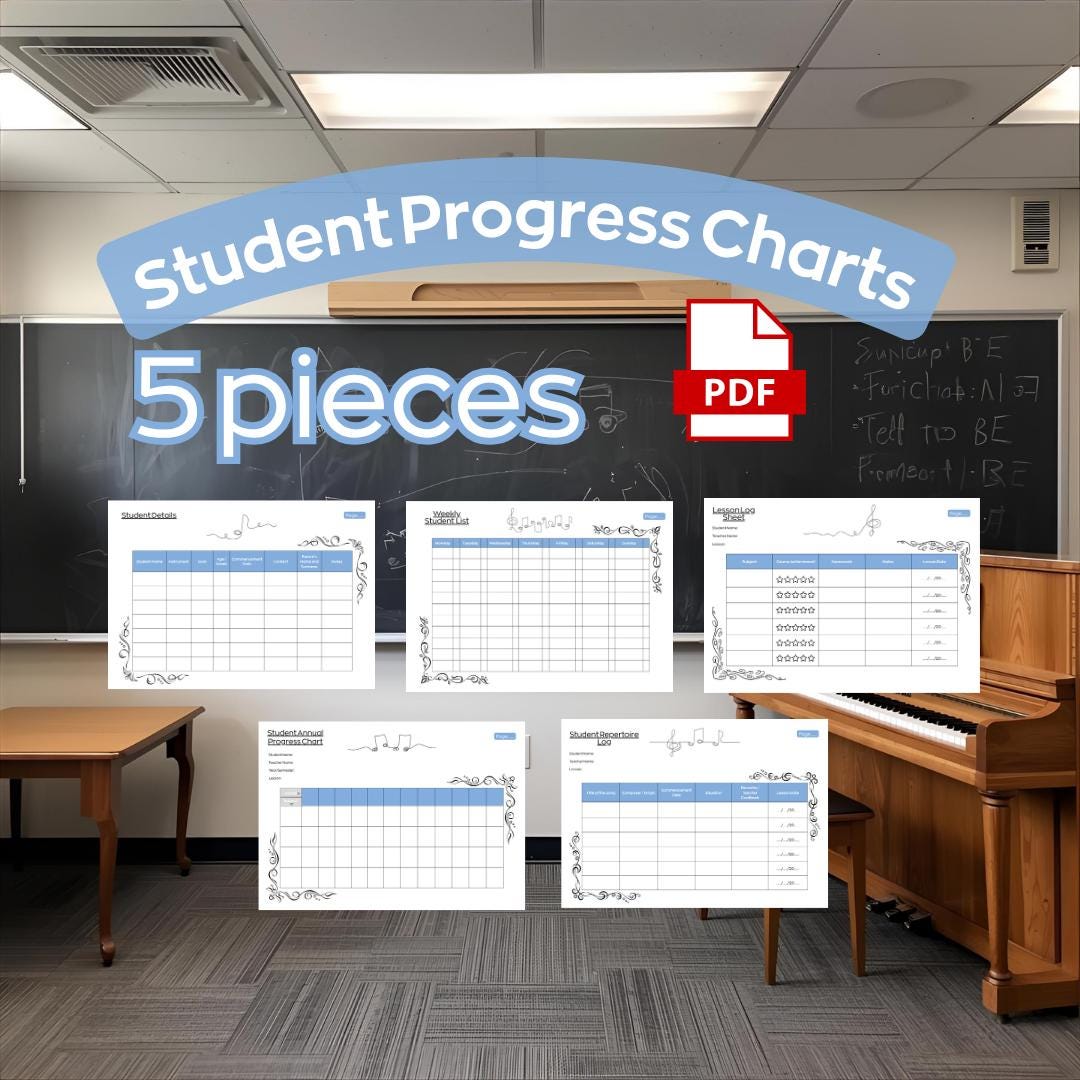 Music Student Progress Charts, Lesson Log, Music Student Log, Piano ...