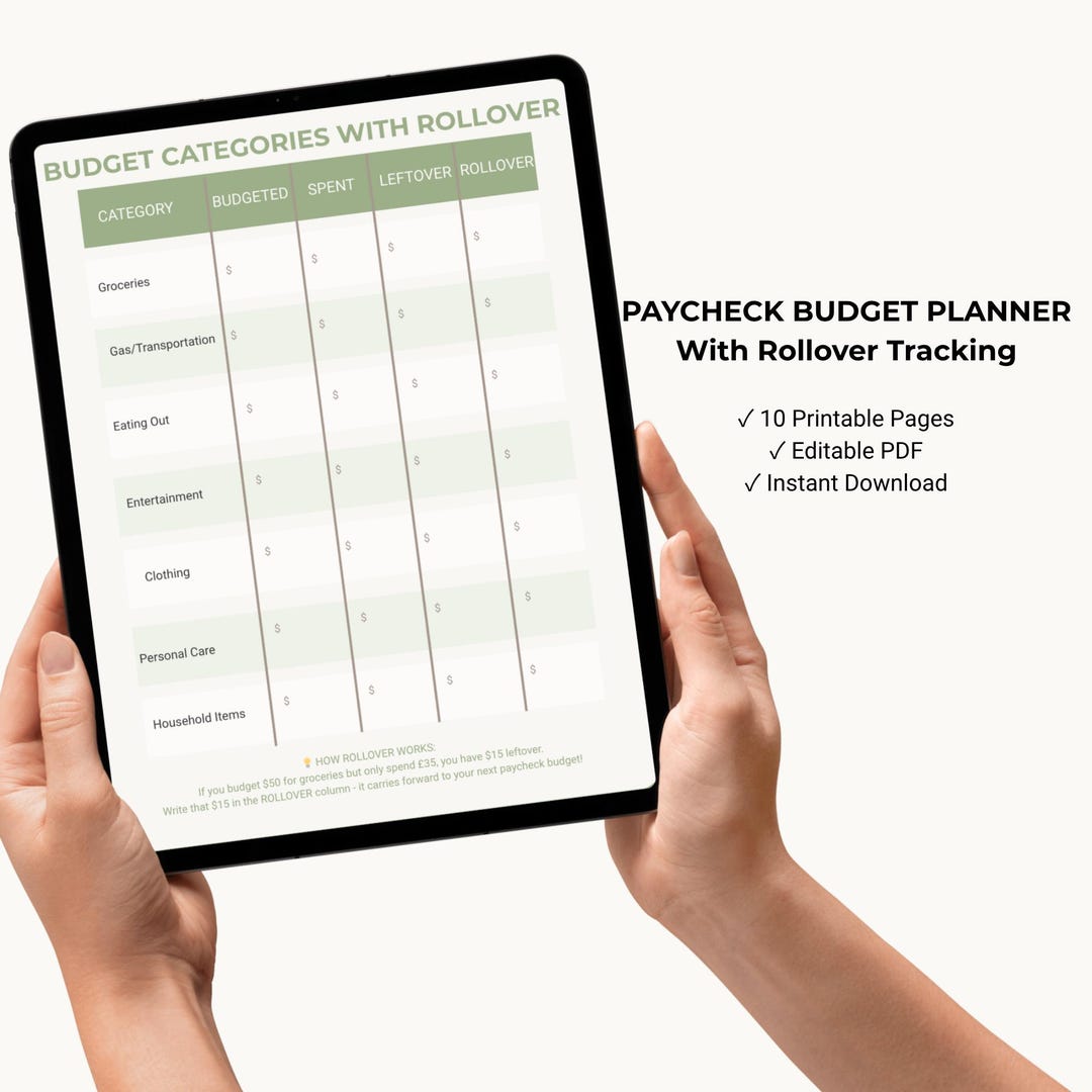 2026 Paycheck Budget Planner With Rollover Tracker | Biweekly Budget ...