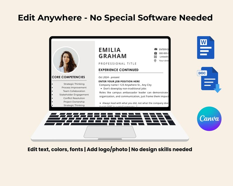 Ats-friendly CV Template | Professional Resume + Skill & Achievement ...