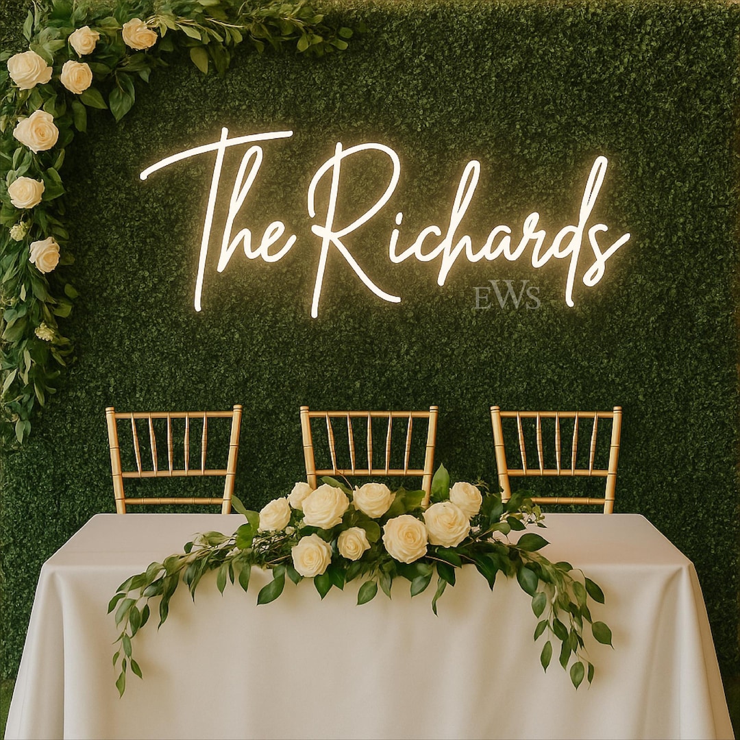 Custom Last Name Neon Sign: Wedding Neon Sign, Family Name Neon Sign ...