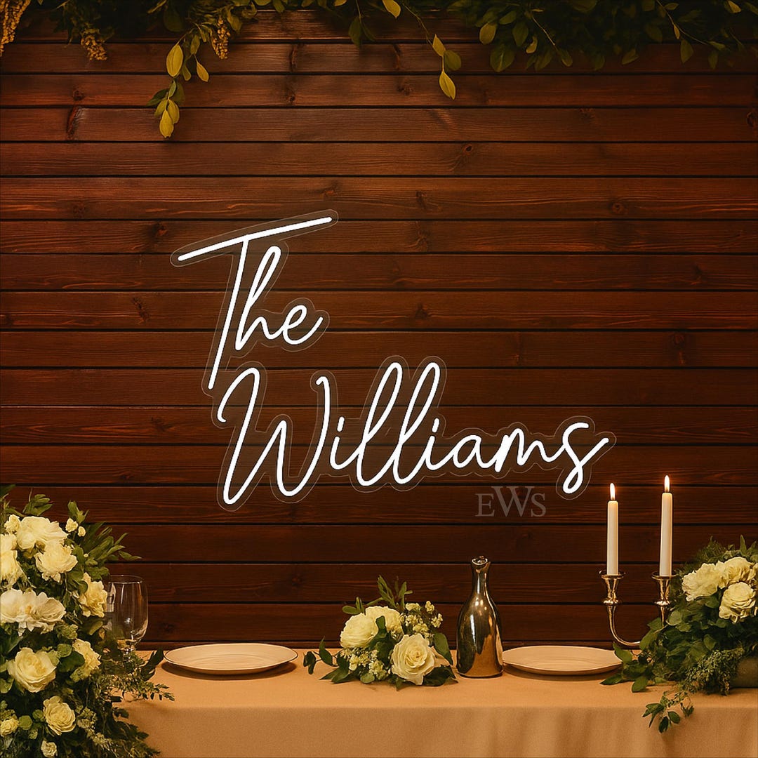 Custom Last Name Neon Sign – Personalized LED Surname Light for Wedding ...
