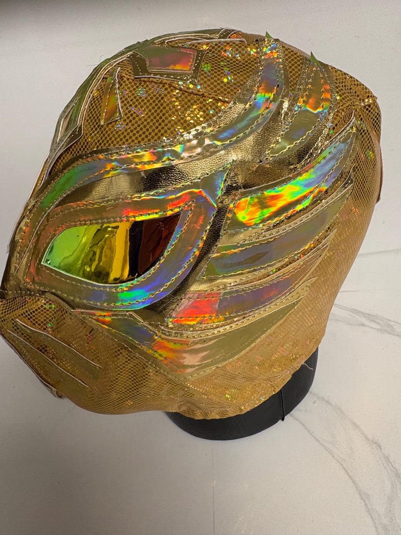 Gold Lucha Libre Wrestling Mask – Carístico Style – Adult One Size ...