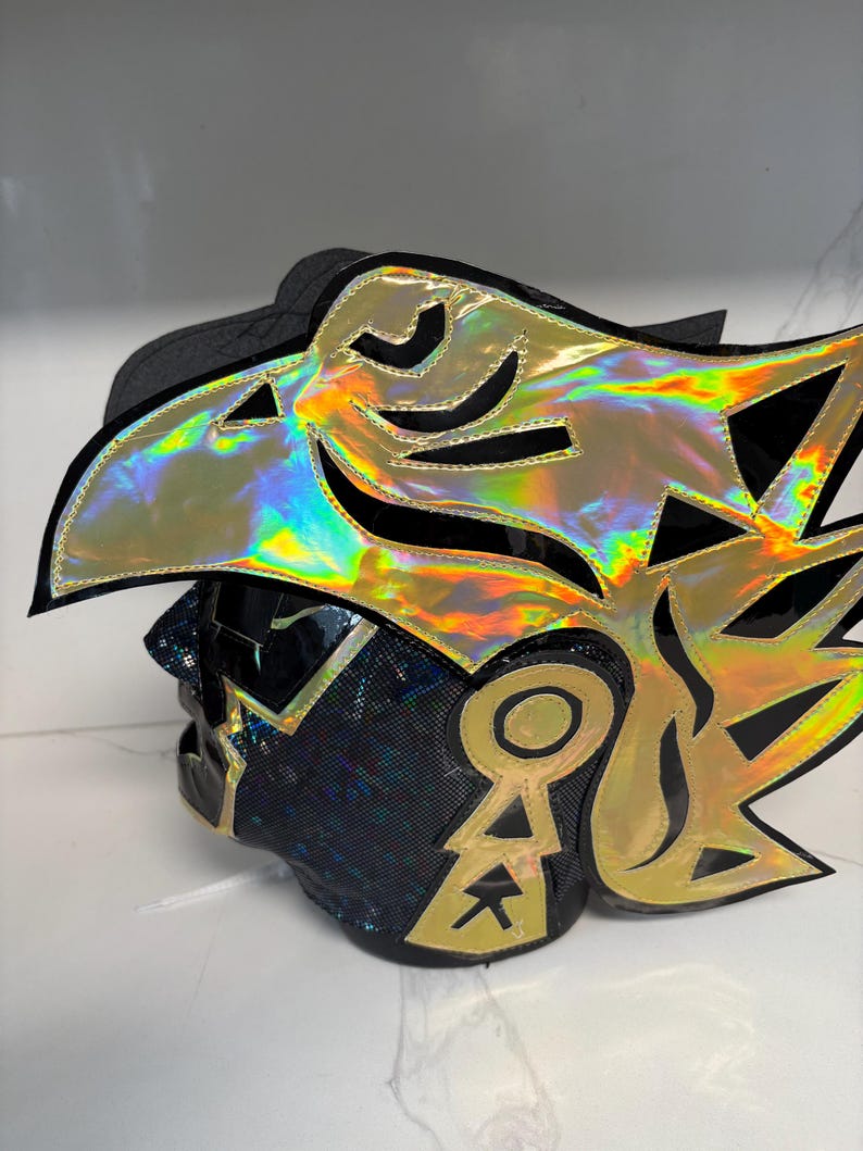 Aztec Mexico Lucha Libre Mask – Dr Wagner Jr Style – Black Gold – Adult ...