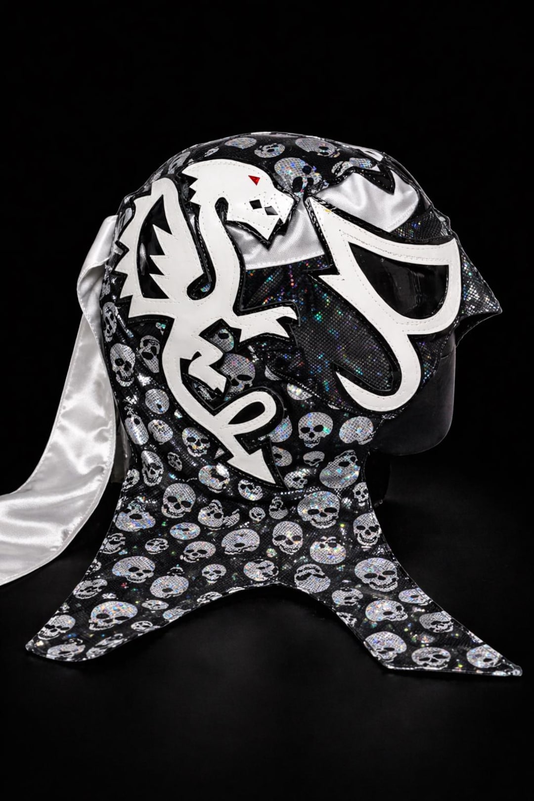 Pentagon Jr Style Lucha Libre Wrestling Mask – Black Silver Skull ...