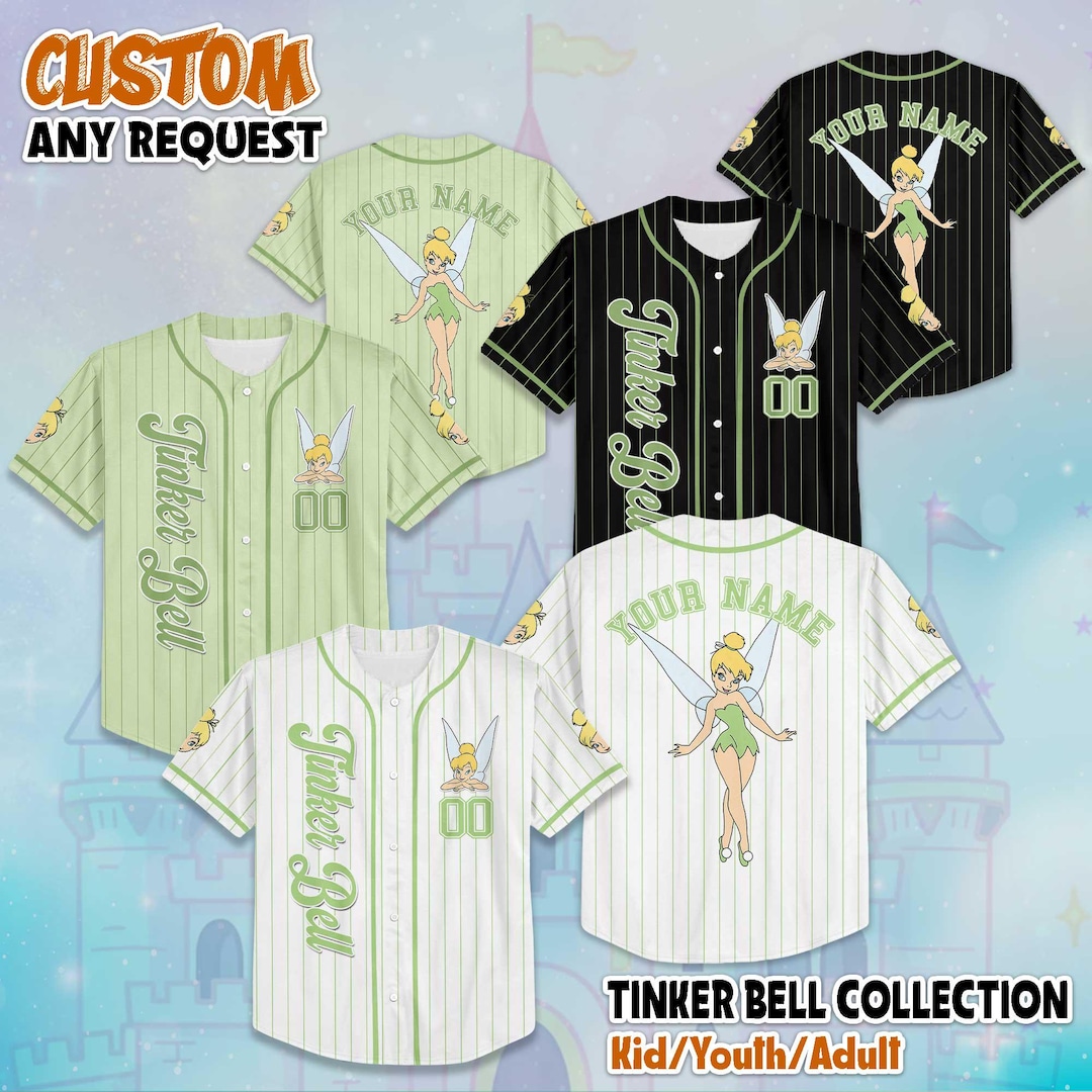 Custom Tinker Bell Baseball Jersey, Personalized Disneyland Outfit - Etsy