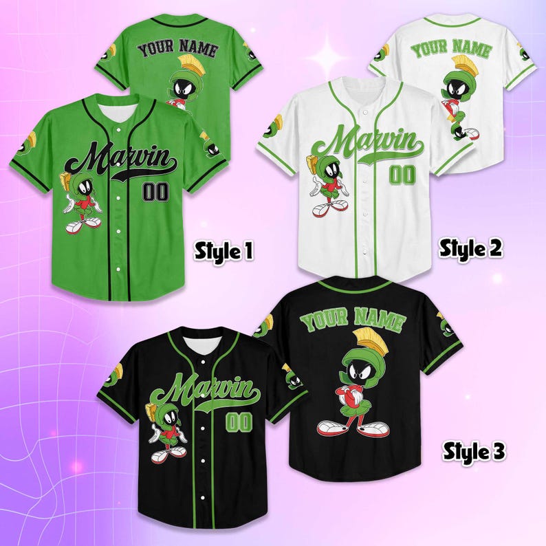 Personalized Marvin the Martian Baseball Jersey, Custom Looney Tunes ...