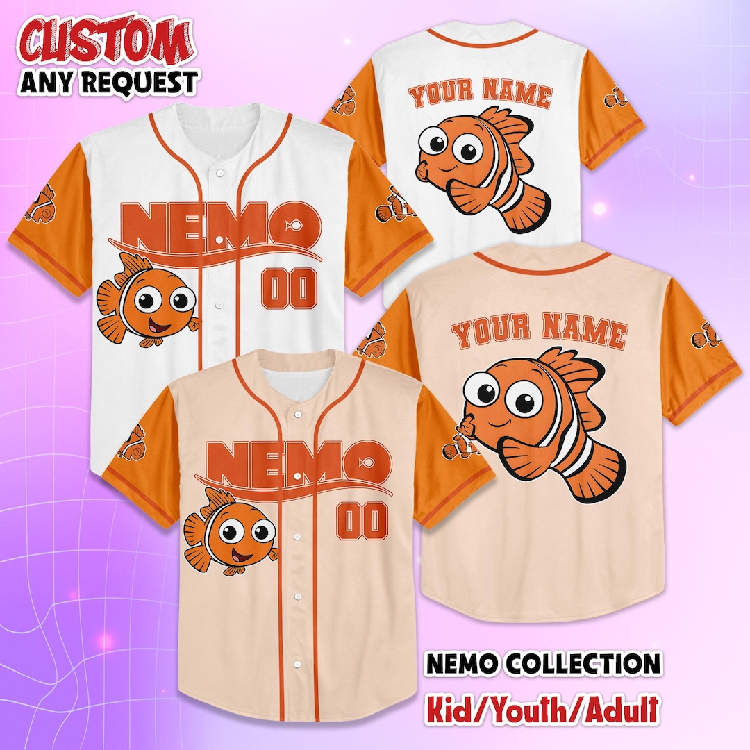 Personalized Finding Nemo Baseball Jersey, Custom Disney Finding Nemo ...