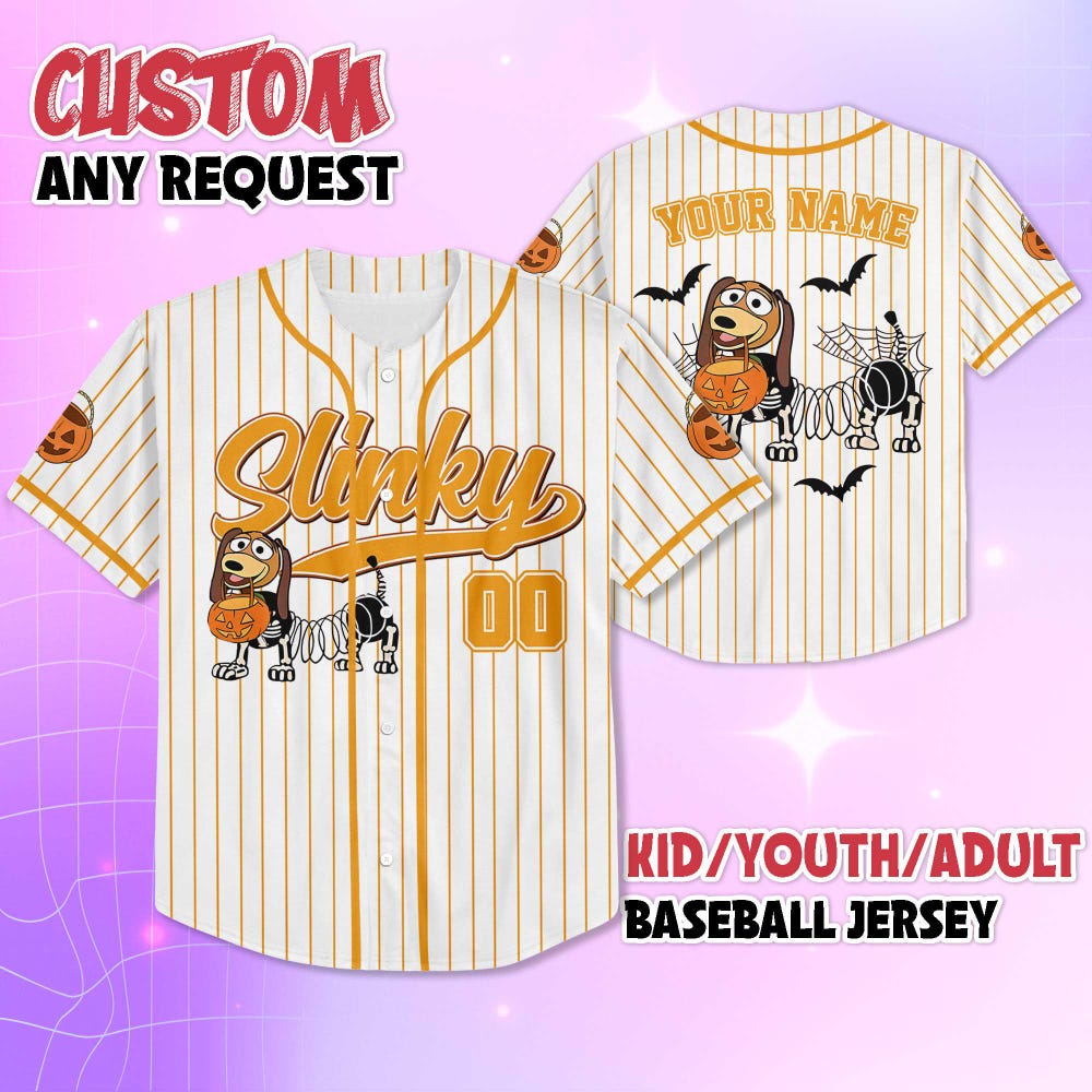 Personalized Slinky Dog Skeleton Baseball Jersey, Custom Disney Toy ...