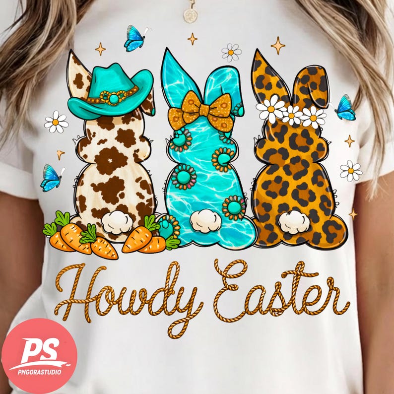 Cowgirl Easter Bunny PNG, Western Digital File - Etsy