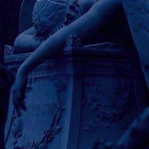 Blue Physical Poster Print of Greek Statue Weeping Crying Mourning on ...