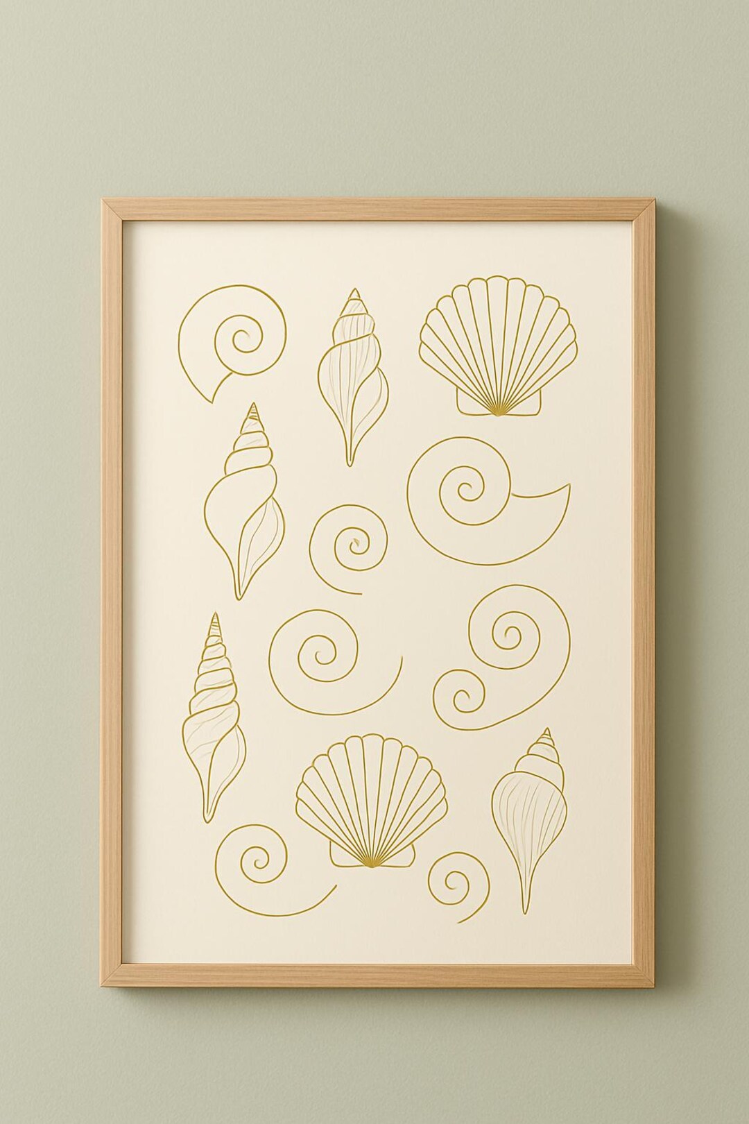Shells & Spirals Poster – Thin Linear Poster Wall Decor Coast | Digital ...