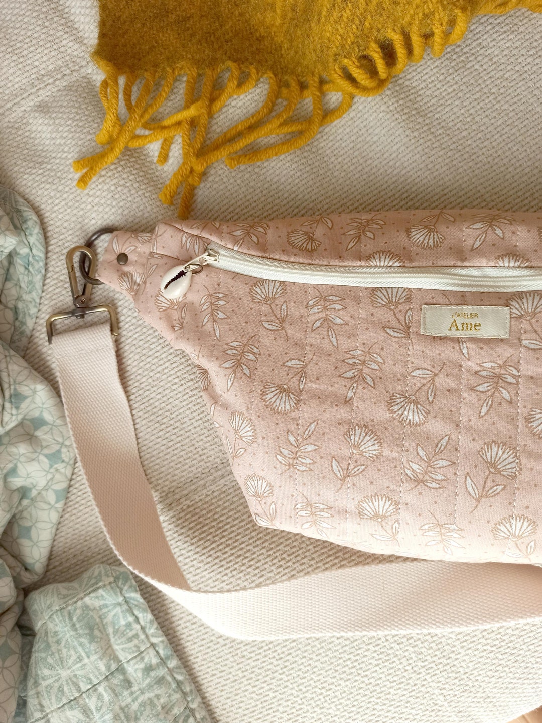 Light Pink Fanny Pack in Quilted Indian Style Fabric With Removable ...
